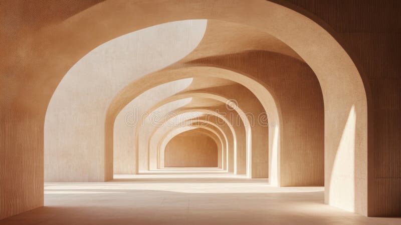 Sunlit Pathway of Arches: a Geometric Architectural Perspective Stock ...