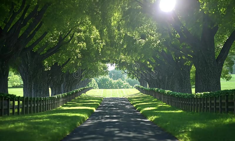 Sunlit Pathway through Lush Trees Stock Footage - Video of scenic ...