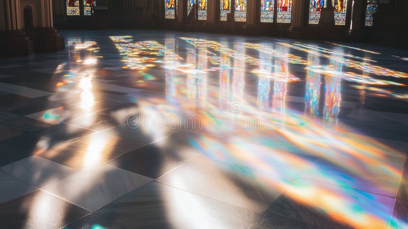 Sunlit Patterns Cast by Stained Glass Windows Stock Photo - Image of ...