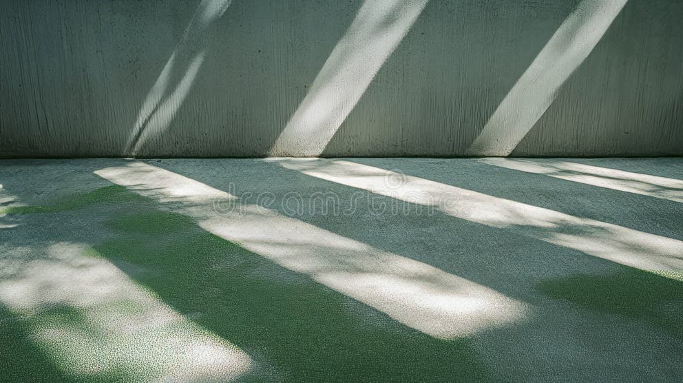 Sunlit Patterns on Concrete with Fine Textured Moss Stock Illustration ...