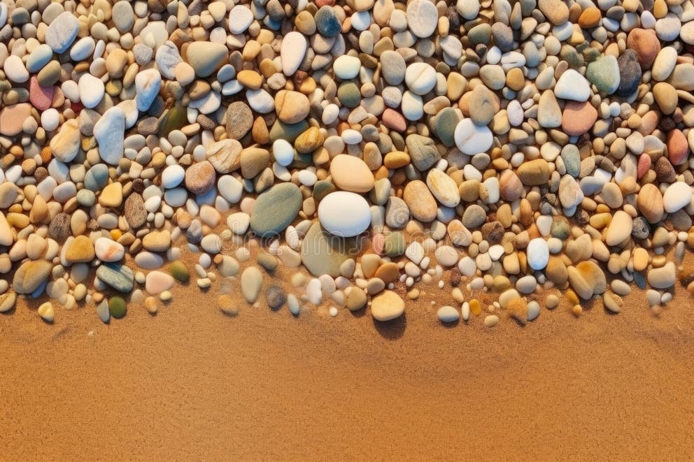 Sunlit Pebbles on a Sandy Beach Stock Photo - Image of scene, sandy ...