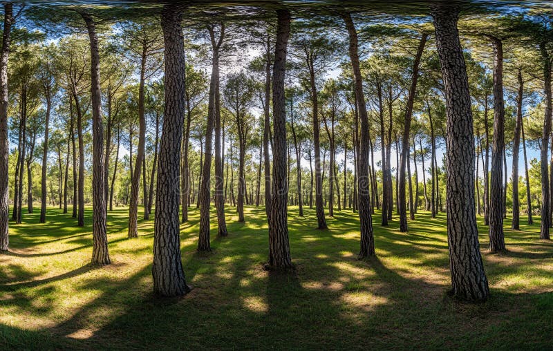 Sunlit Pine Forest Panorama 360 VR Image High Quality Image Stock ...