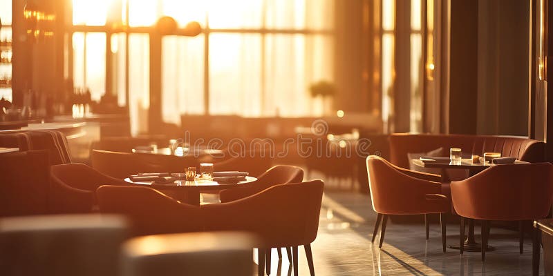 Sunlit Restaurant Interior Warm Lighting Modern Design Comfortable ...