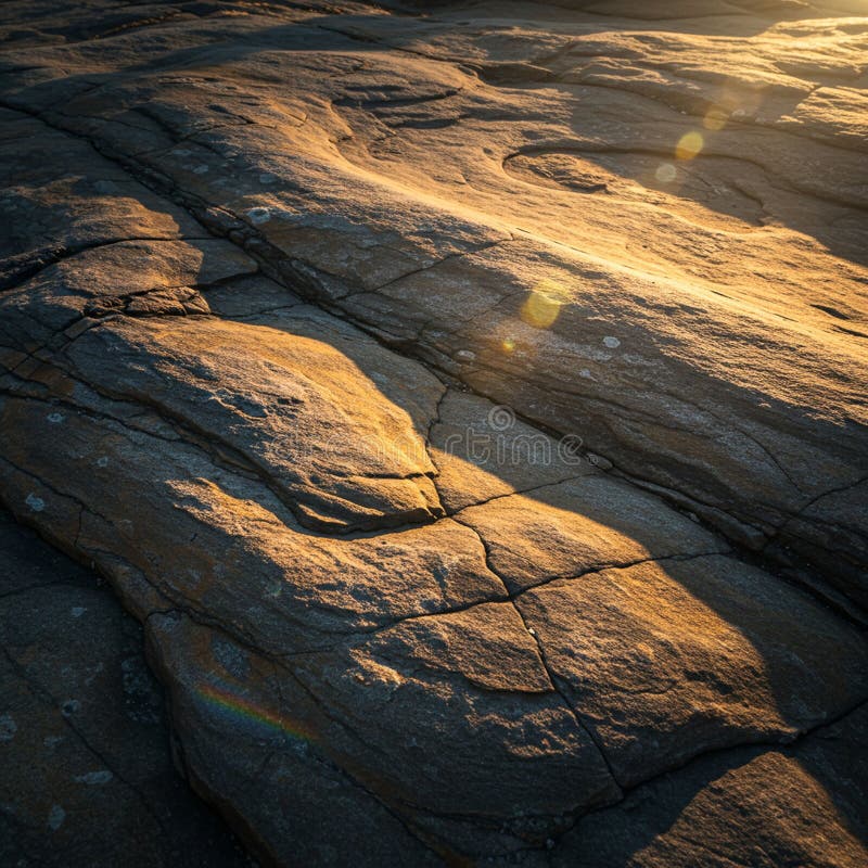 Sunlit Rocky Surface Displaying Intricate Patterns and Textures ...