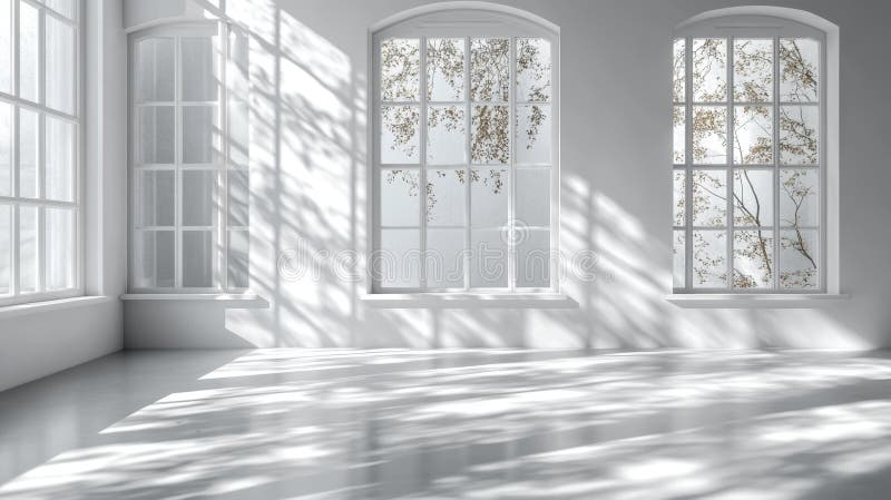 Sunlit Room with Trees Outside the Windows Generative AI Stock ...