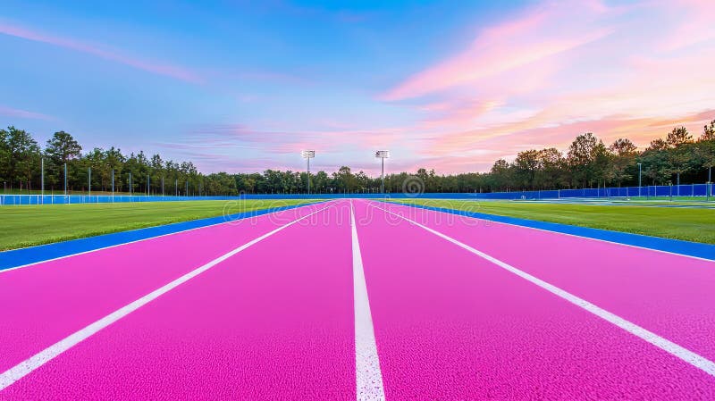 A Sunlit Running Track in a Stadium, Created with Generative AI. Stock ...