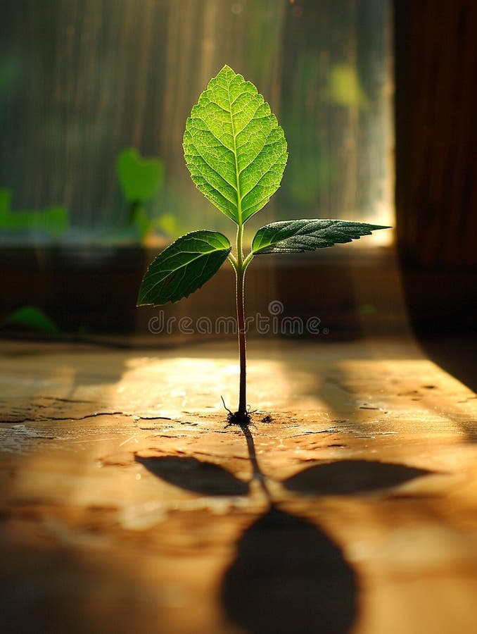 Sunlit Sapling Breaking through Stock Illustration - Illustration of ...