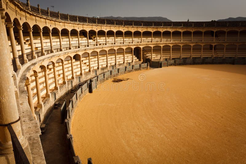 Sunlit Circle Inside Empty Bull Fight Arena Stock Image - Image of ...