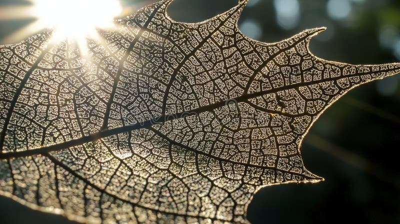 Sunlit Skeletonized Leaf Detail, Intricate Vein Structure, Backlit ...
