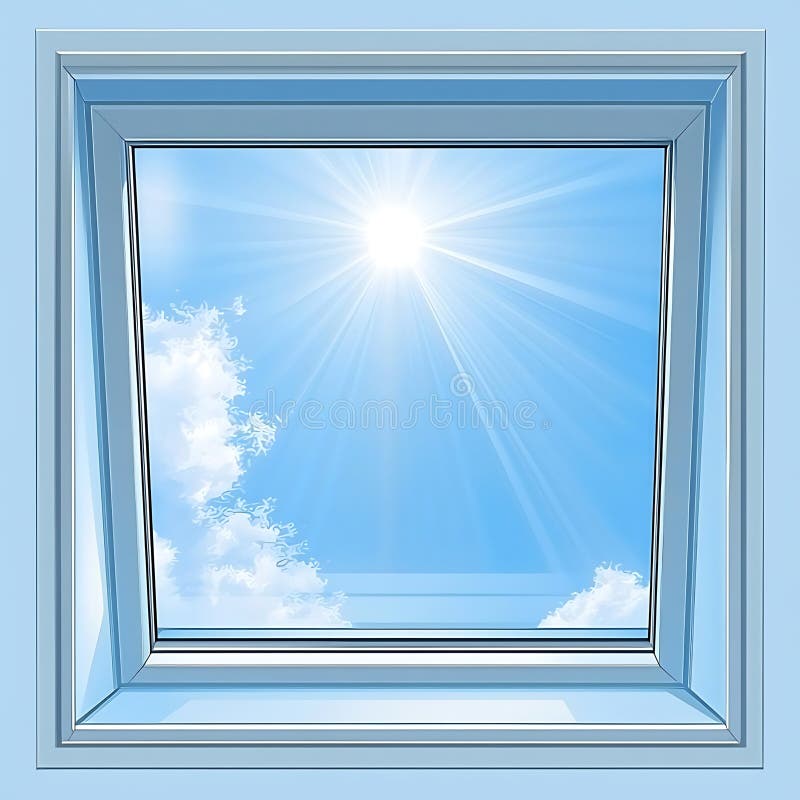 Sunlit Sky View through a Modern Skylight Window Stock Illustration ...
