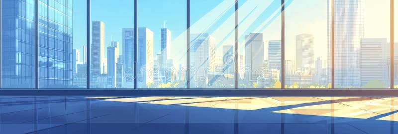 Sunlit Skyscrapers in an Abstract City View Backdrop Stock Illustration ...