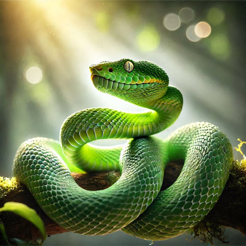 Sunlit Snake on Branch Generative for AI Stock Illustration ...
