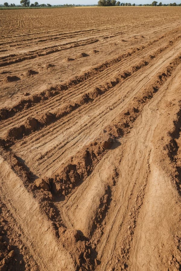 Sunlit Soil Overhead on Agricultural Farmland. Stock Image - Image of ...