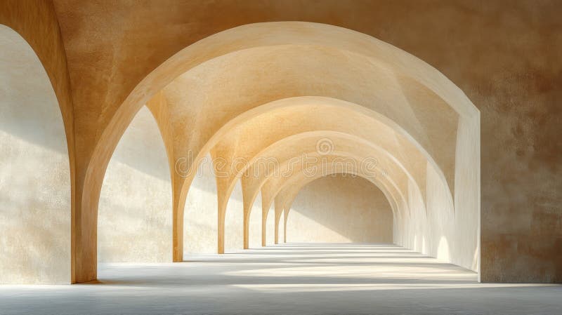 Sunlit Stone Arcade with Repeating Arches and Columns Stock ...