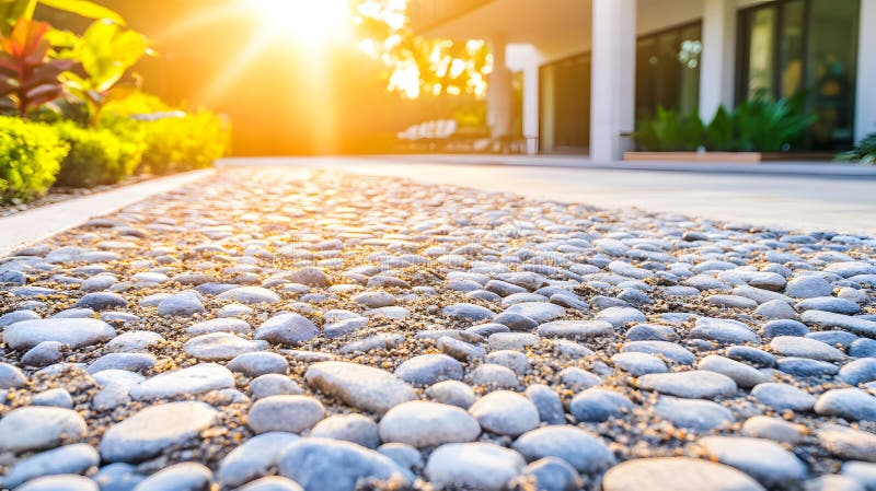 Sunlit Stone Pathway Garden Landscape Design Royalty Free Image Stock ...