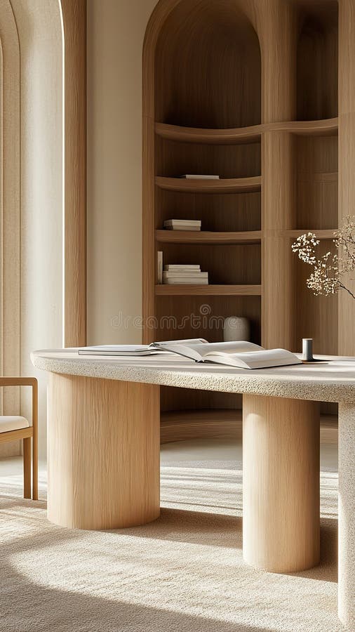 Sunlit Study Table with Open Book in Modern Minimalist Interior Stock ...