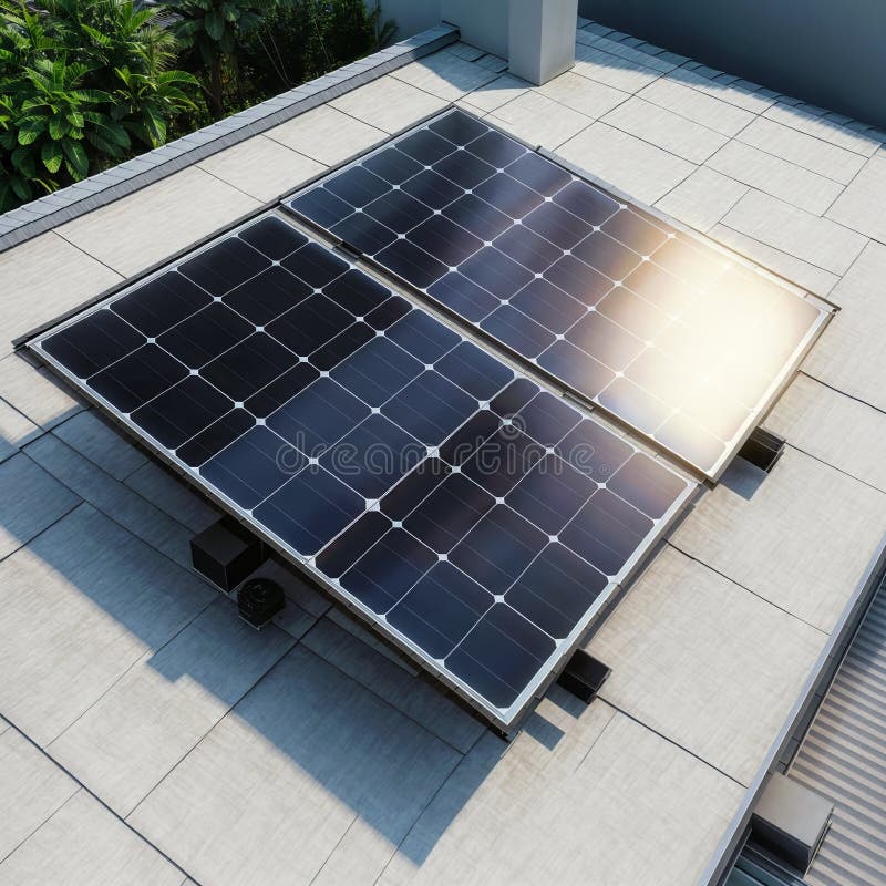 Sunlit System: Rooftop Solar Panels in Reflective Glory, Generative Ai ...