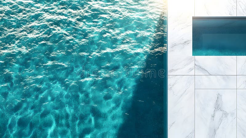 Sunlit Teal Pool Water with White Marble Deck Stock Illustration ...