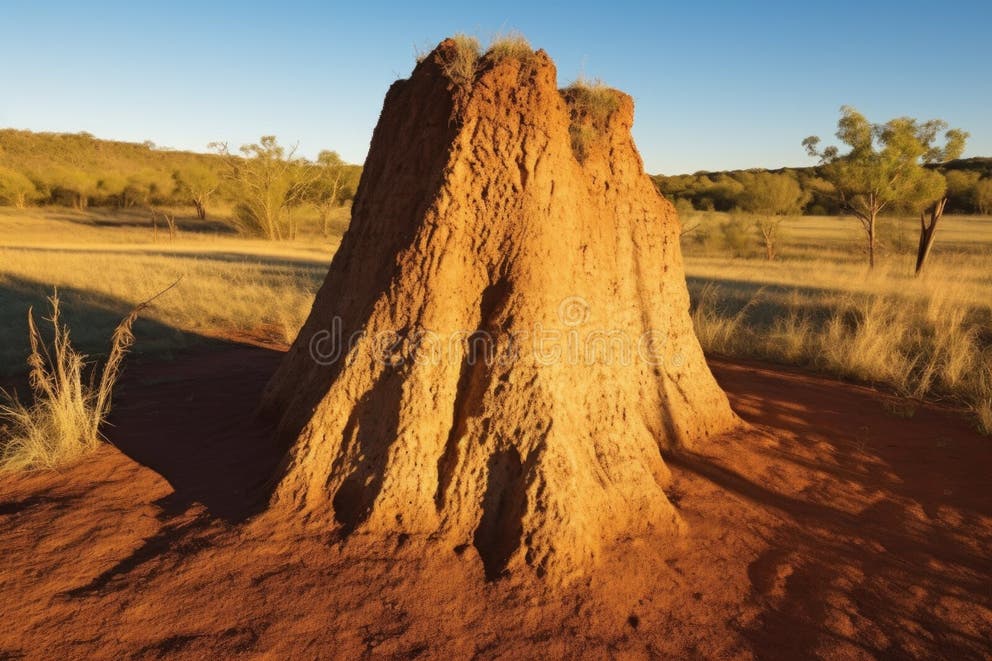 Sunlit Termite Mound with Dramatic Shadows Stock Illustration ...