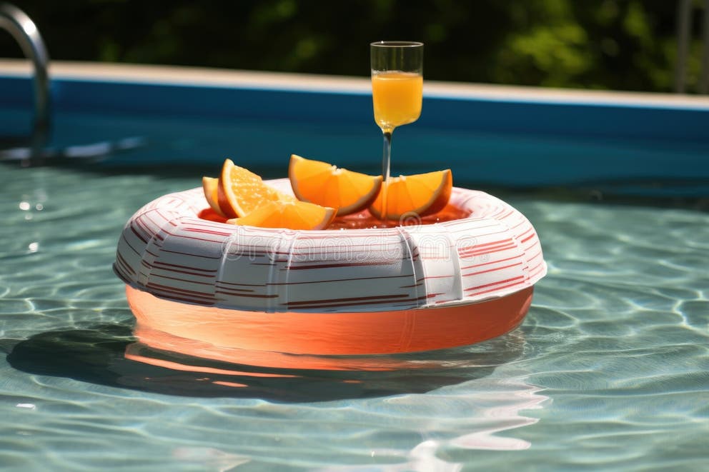 Sunlit Tom Collins Cocktail on a Pool Float Stock Illustration ...
