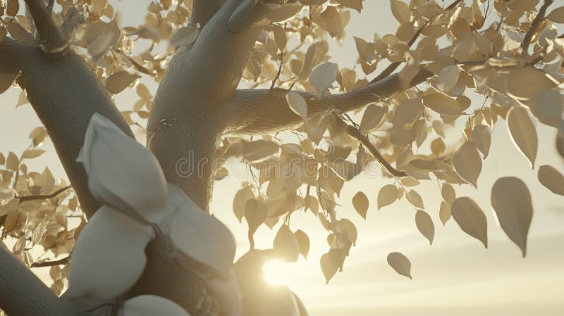 Sunlit Tree Branches, Desert Sunset, Digital Art, Nature Background ...