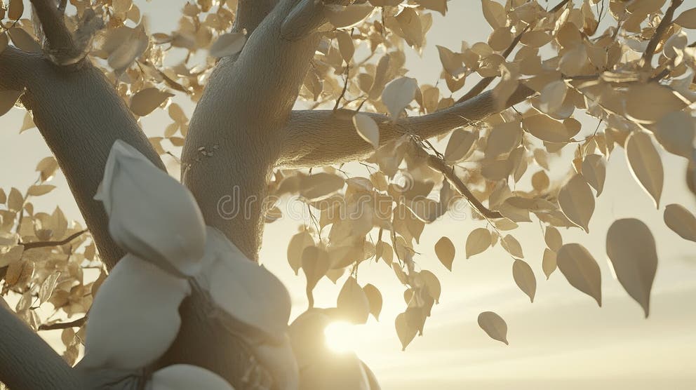 Sunlit Tree Branches, Desert Sunset, Digital Art, Nature Background ...