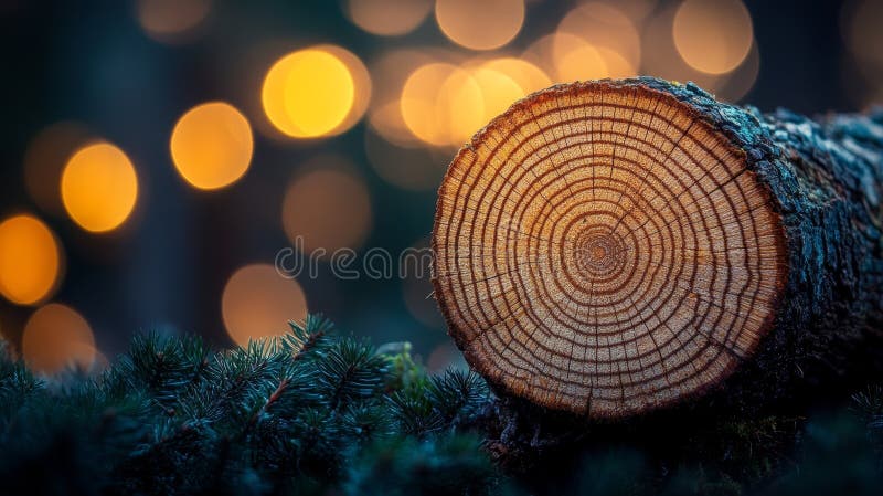 Sunlit Tree Rings in Close-up, Revealing Natural Growth Patterns and ...