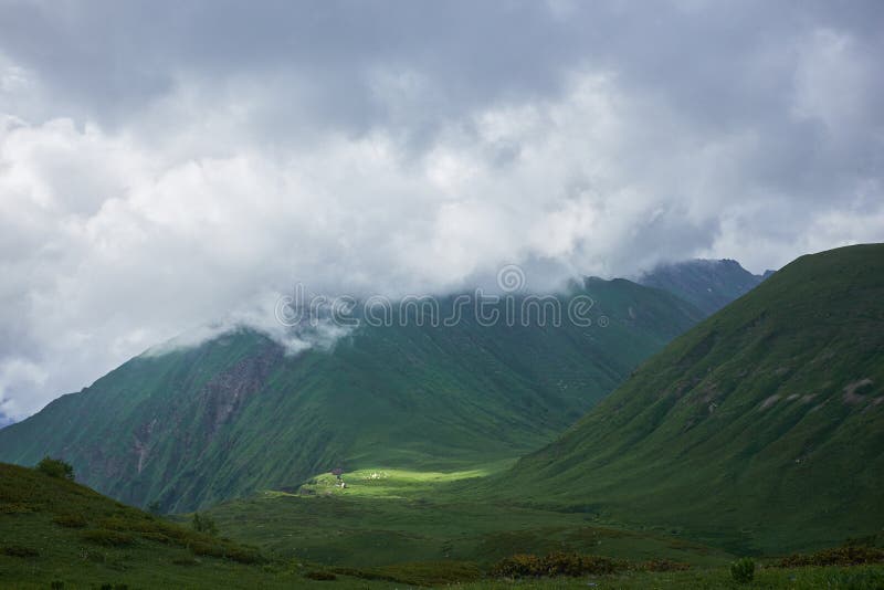 Sunlit Valley in the Mountains Stock Image - Image of landscape ...