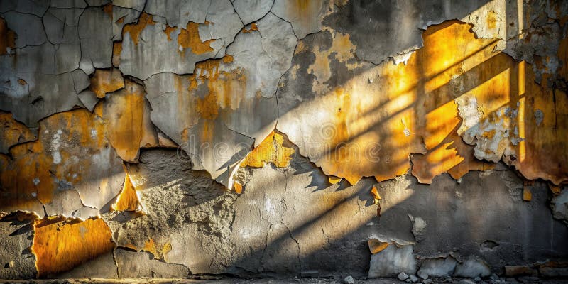 Sunlit Wall with Aged, Flaking Paint and Shadow Patterns. Generative AI ...
