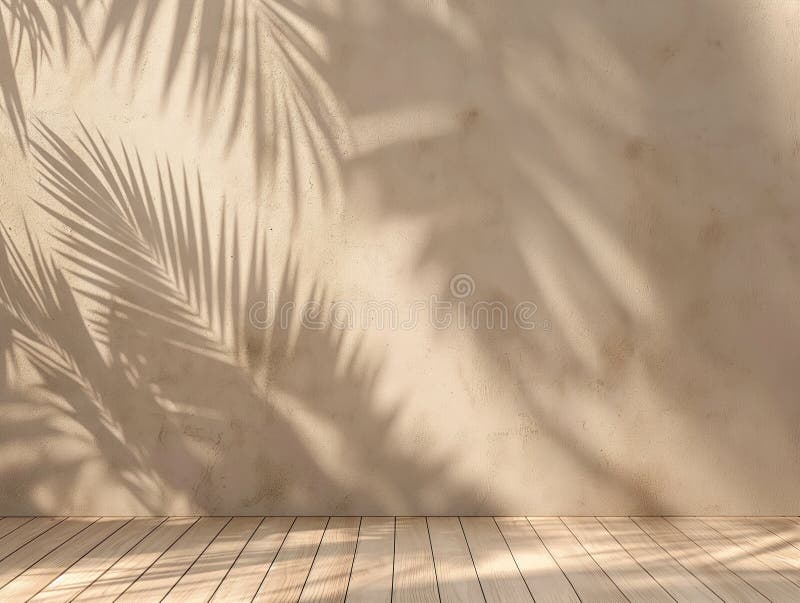Sunlit Wall with Palm Leaf Shadows Stock Image - Image of outdoor ...