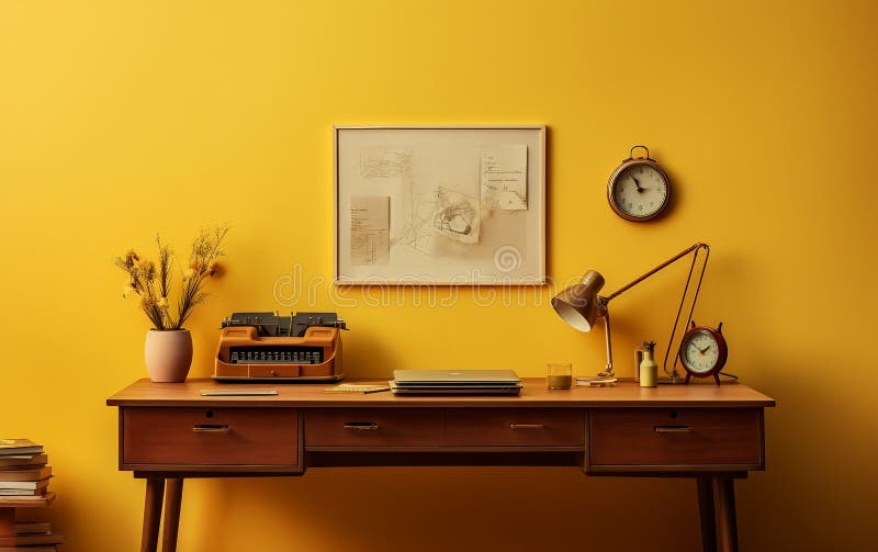 Sunlit Wall Secretary Desk Design Stock Illustration - Illustration of ...