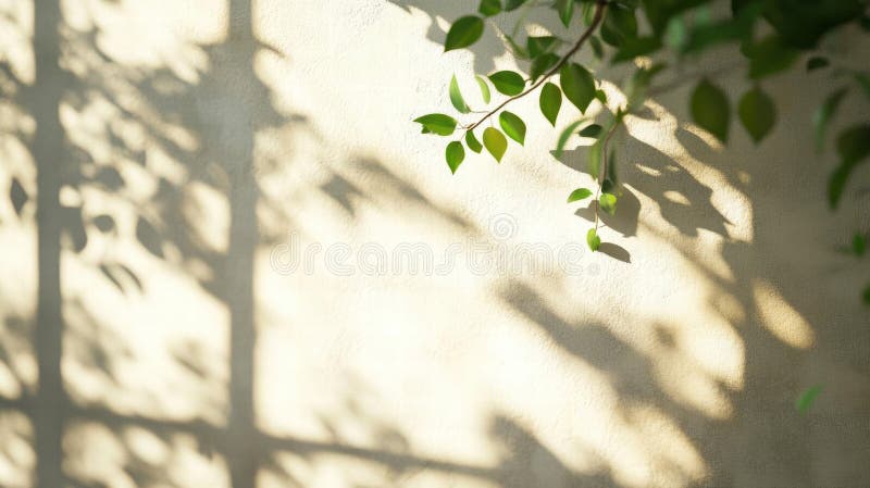 Sunlit Wall with Shadowy Leaves Stock Photo - Image of mood, background ...