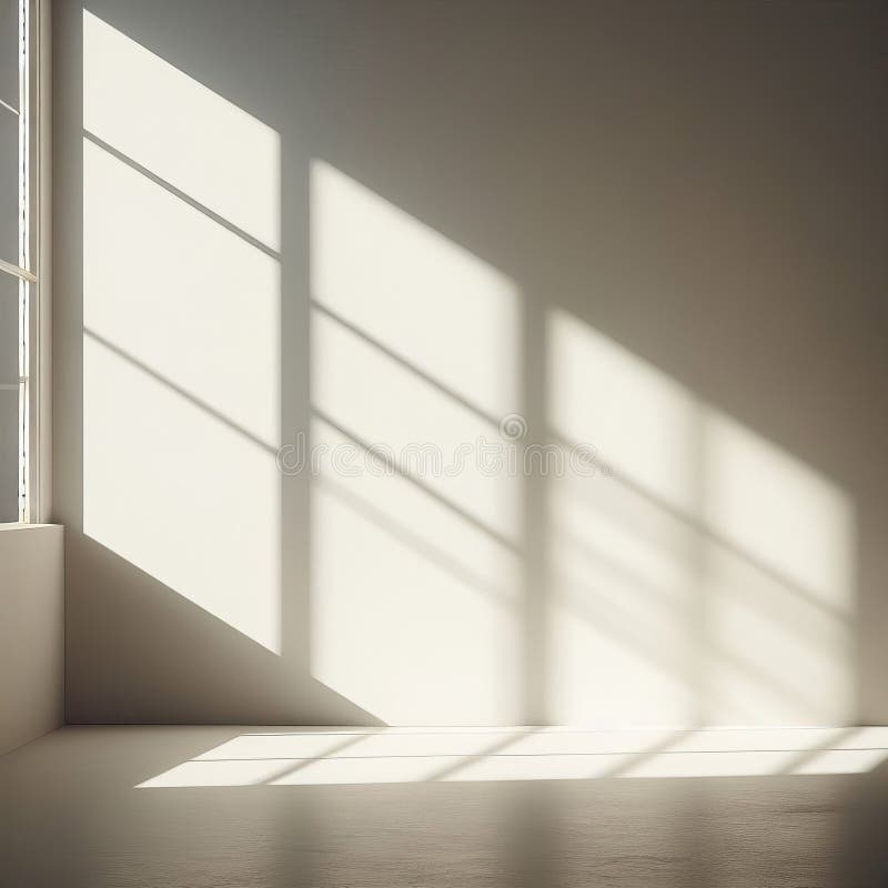 Sunlit Wall with Window Shadows Casting Defined Lines. Stock ...