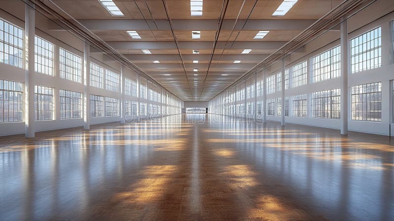 Sunlit Warehouse Interior, City View, Empty Space, Lease Potential ...