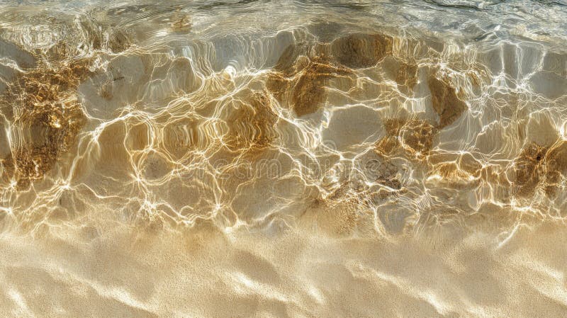 Sunlit Water Flows Over a Sandy Seabed Revealing Textures Below Stock ...