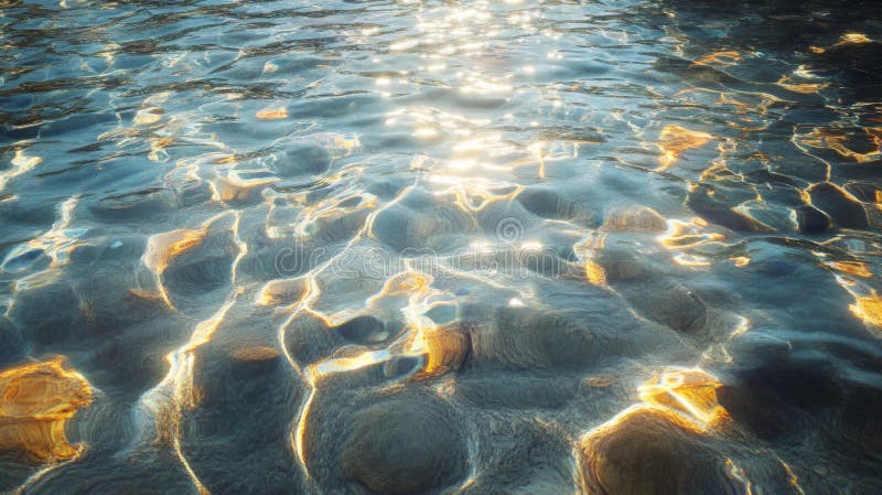 Sunlit Water Reveals Riverbed Textures and Colors Stock Illustration ...