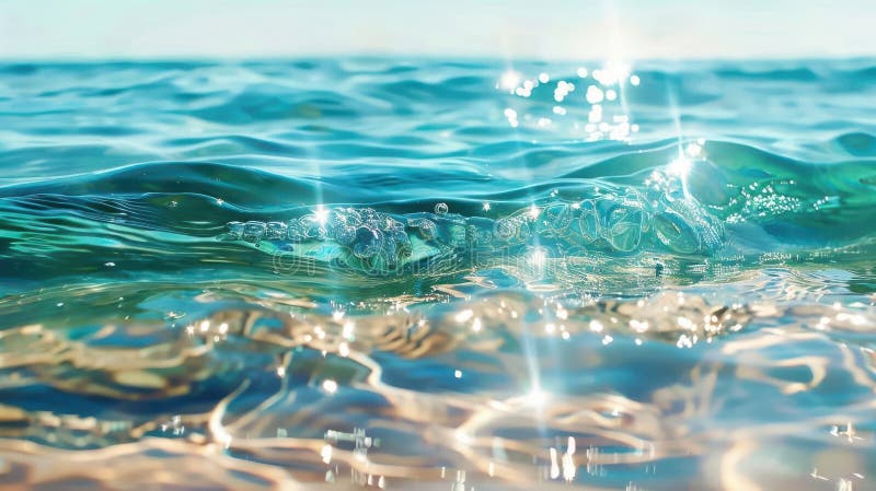 Sunlit Water Surface with Soft Focus, Reflecting Sparkling Light in a ...