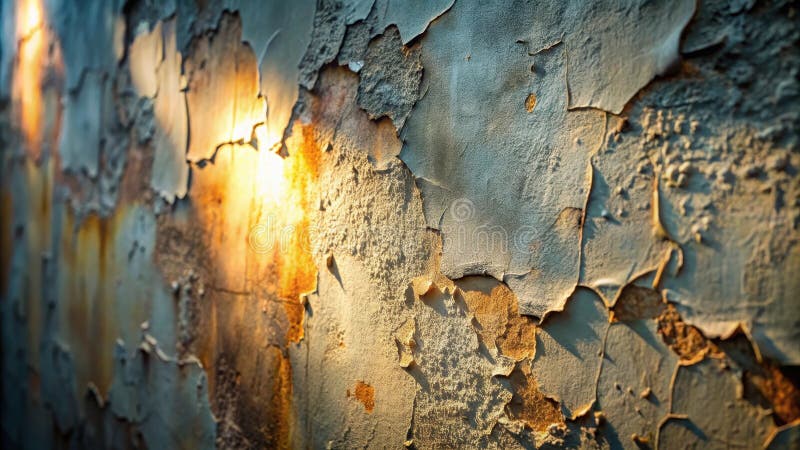 Sunlit Weathered Surface with Flaking Paint and Rust. Generative AI ...