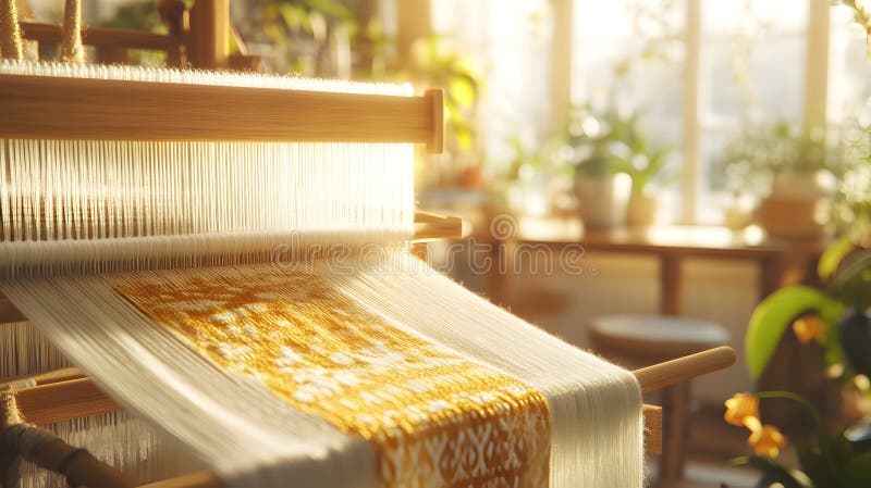 Sunlit Weaving Loom in a Cozy Craft Room with Natural Light and ...