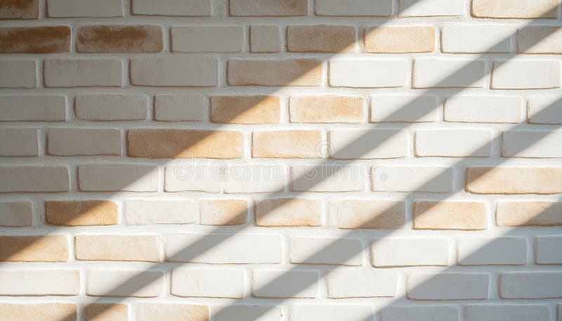 Sunlit White Brick Wall with Diagonal Shadows Stock Photo - Image of ...