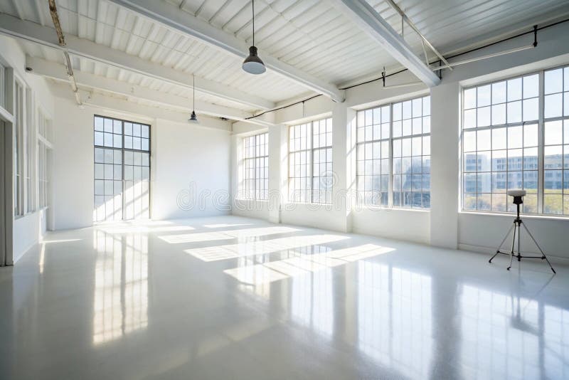 Sunlit White Empty Studio Space with Gentle Shadows from Window Stock ...