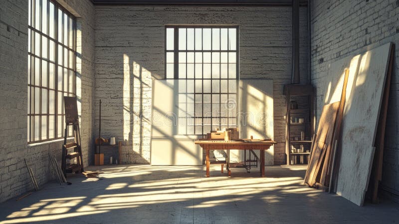 Sunlit White Empty Studio Space with Gentle Shadows from Window Stock ...