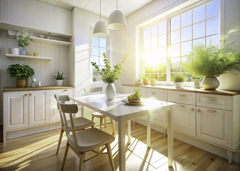 Sunlit White Kitchen Table a Double Exposure Photography Showcase of ...