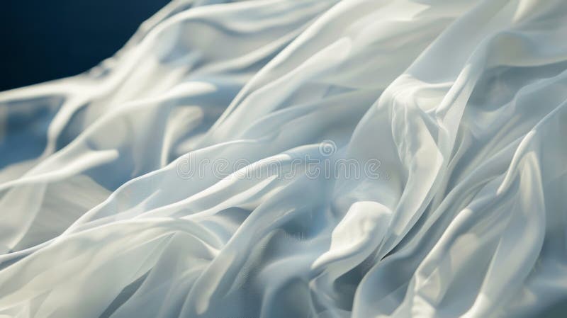 Sunlit White Silk Cloth Cascading Gently, Capturing the Play of Light ...