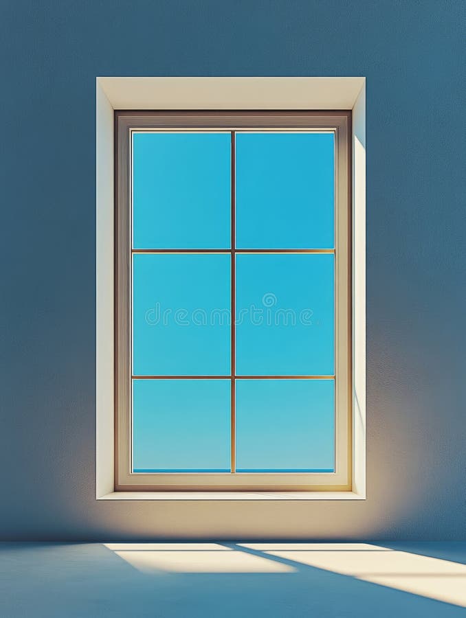 Sunlit Window with Blue Sky View, Minimalistic Design Stock Photo ...