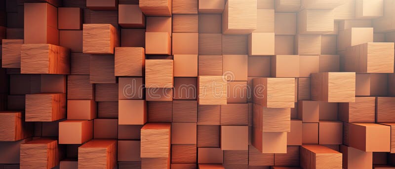Sunlit Wooden Block Wall stock illustration. Illustration of creativity ...