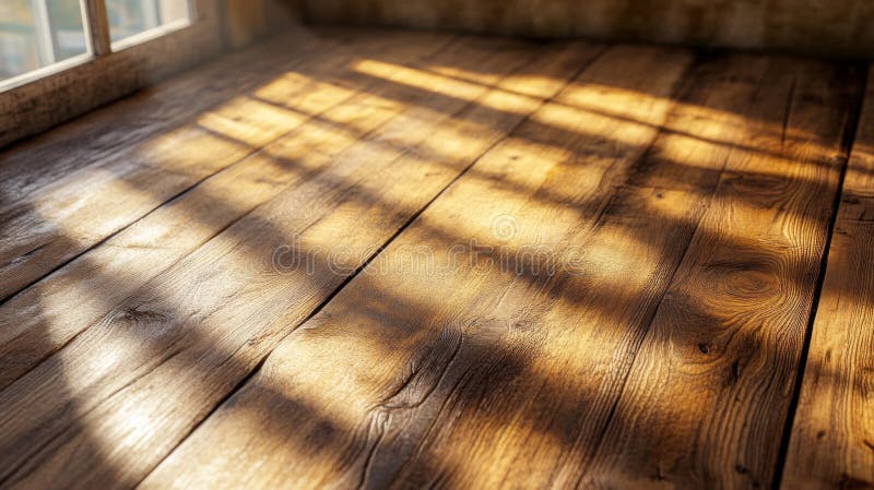 Sunlit Wooden Floor Near Window Pane Stock Illustration - Illustration ...
