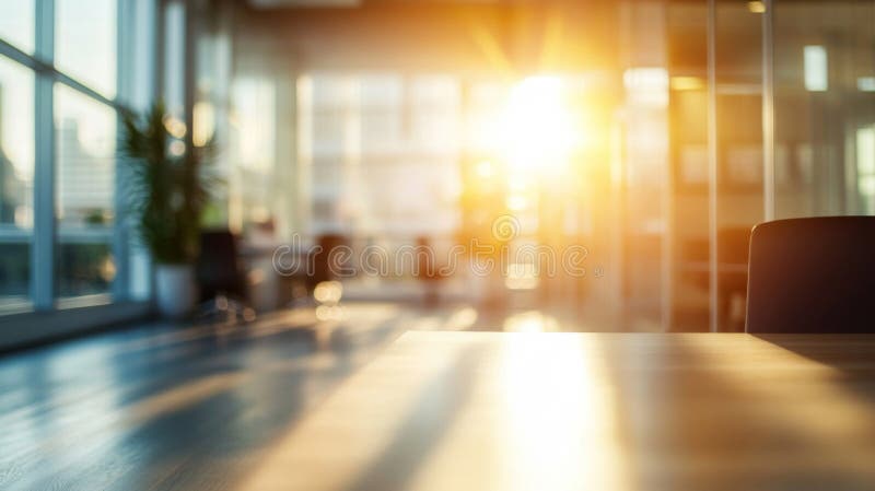 Sunlit Wooden Table in a Modern Office Stock Illustration ... Sunlit Wooden Table in a Modern Office Stock Illustration ...
