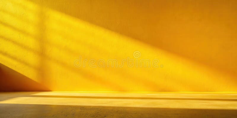 Sunlit Yellow Wall and Floor Empty Room Scene. Generative AI Stock ...