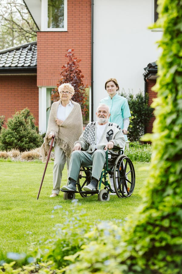 Sunny in the Garden of Nursing Home for Elderly Stock Photo - Image of ...